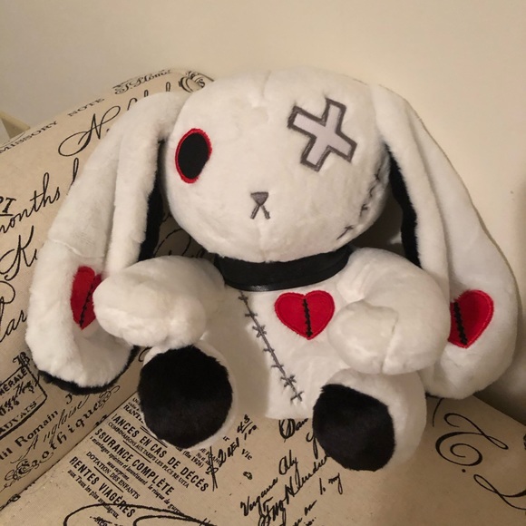 Toys | Price Drop Goth White Bunny Plushie Approximately 9 Tall Sitting ...